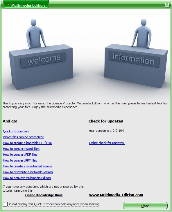Display quick introduction help / Welcome Screen