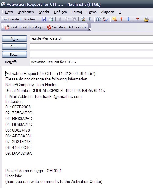 Activation by E-Mail